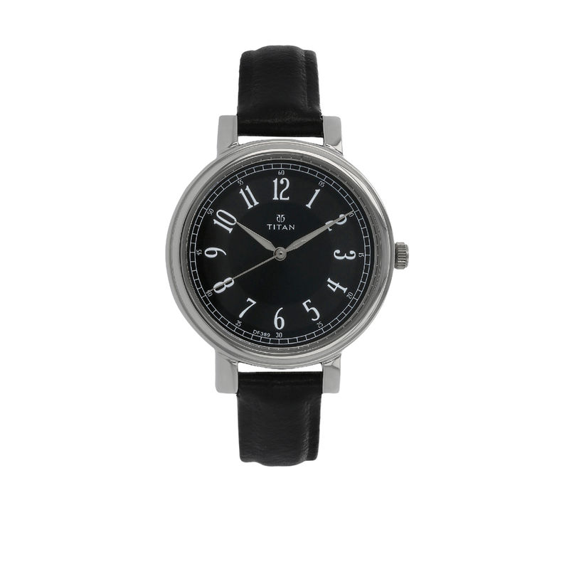 Buy Titan Black Dial Black Leather Strap Watch Online