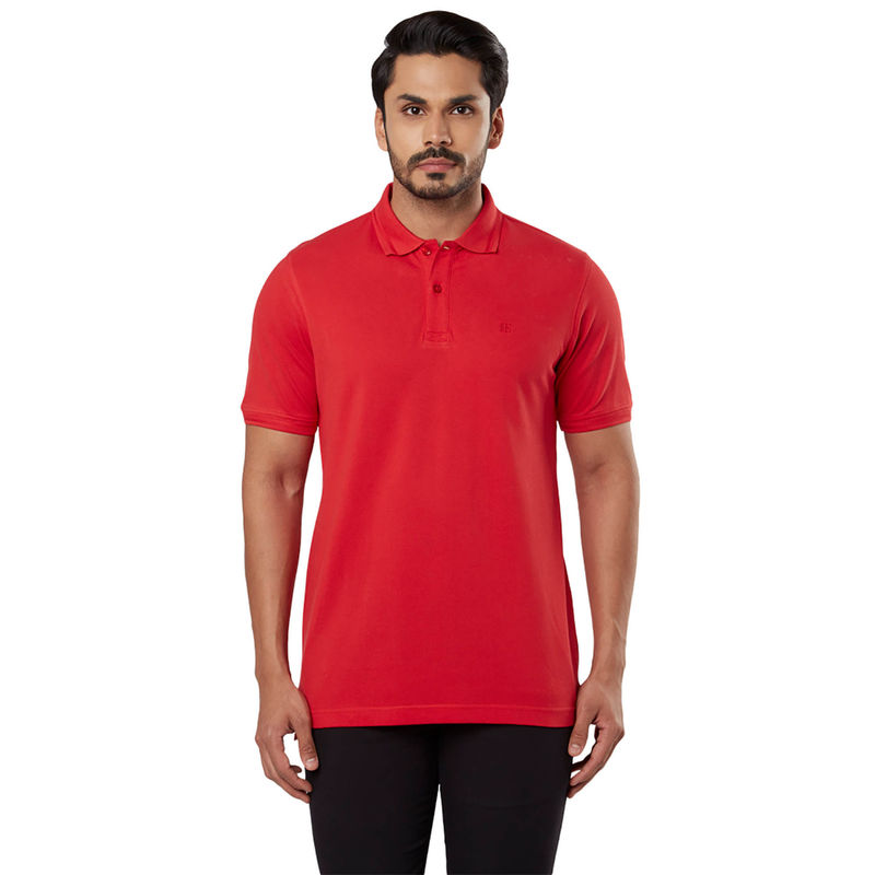 Buy Raymond Red Solid Polo T-Shirt Online