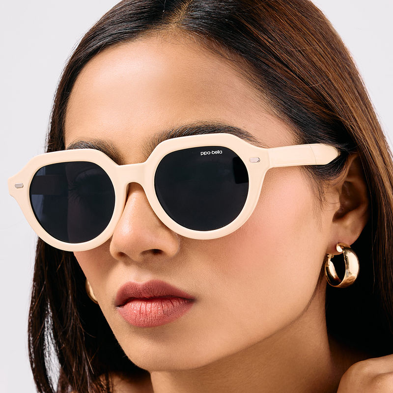 Buy Cream Solid Thick Frame Sunglasses Online