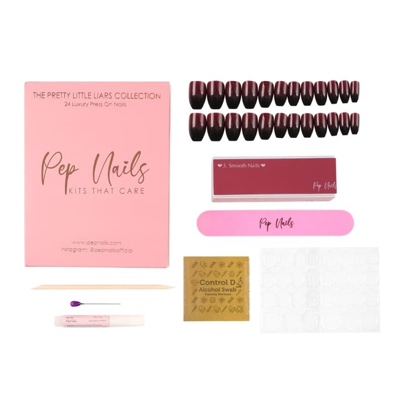 Buy Pep Nails Mulberry Glossy Purple Maroon Black Ombre Press On Nails ...