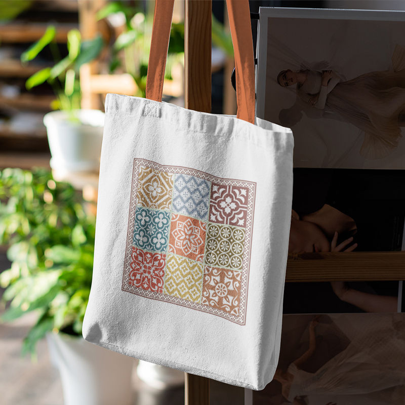 Buy Doodle Collection Turkish Tile Canvas Tote Bag Online