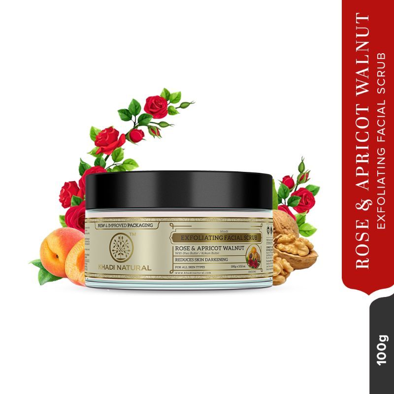 Buy Khadi Natural Rose & Apricot Walnut Facial Scrub Reduce Wrinkles ...