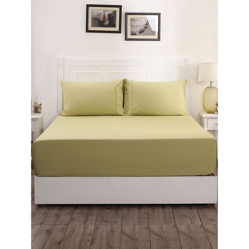 Buy Maspar Colorart Slumber Solid 200 Tc Cotton Silk Green Single Bed ...