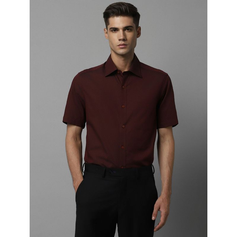 Buy Louis Philippe Men Maroon Classic Fit Printed Half Sleeves Formal ...