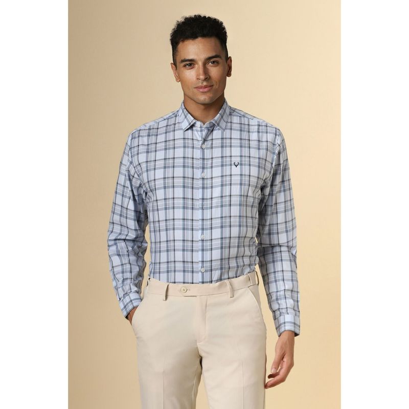 Buy Allen Solly Men Blue Slim Fit Check Full Sleeves Formal Shirt Online