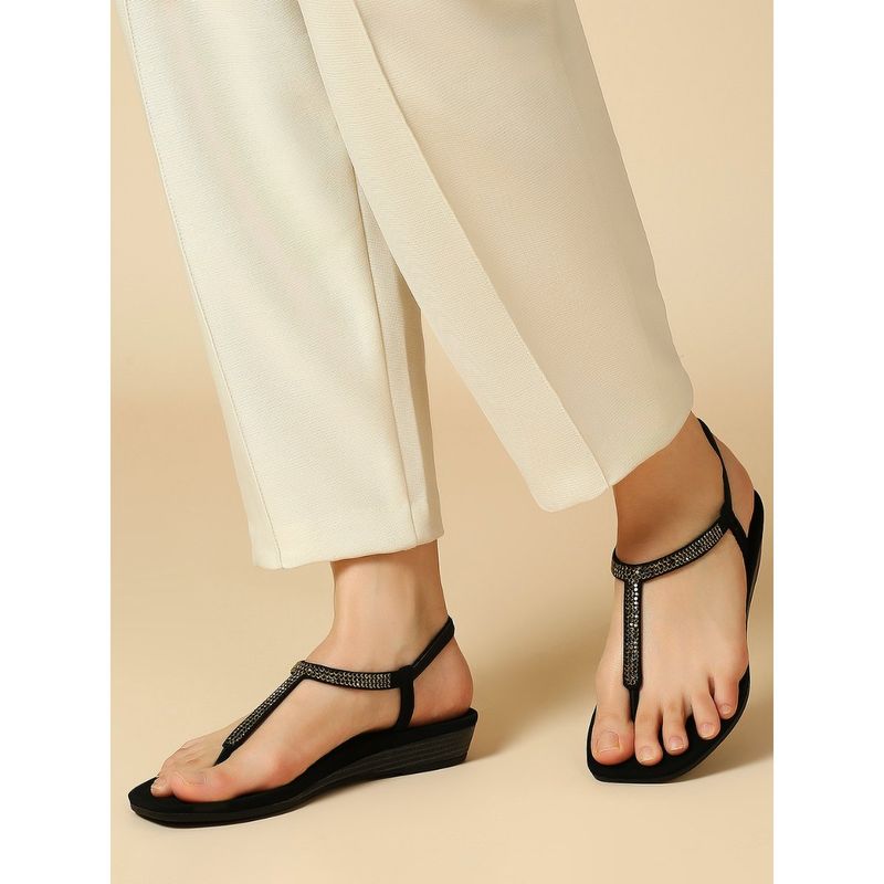 Buy Inc.5 Women Black Party Flat Sandals Online