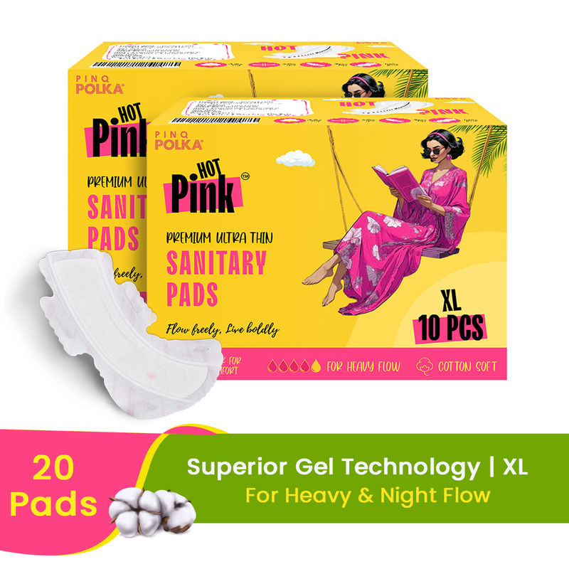 Buy PINQ Polka Hot Pink Ultra Sanitary Pads - XL (Pack of 2) Online