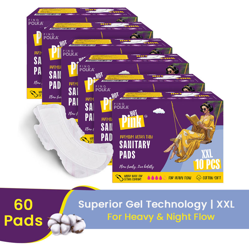 Buy PINQ Polka Hot Pink Ultra Sanitary Pads - XXL (Pack of 6) Online