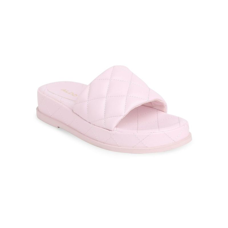 Buy Aldo Carreaux Synthetic Pink Patterned Sliders Online