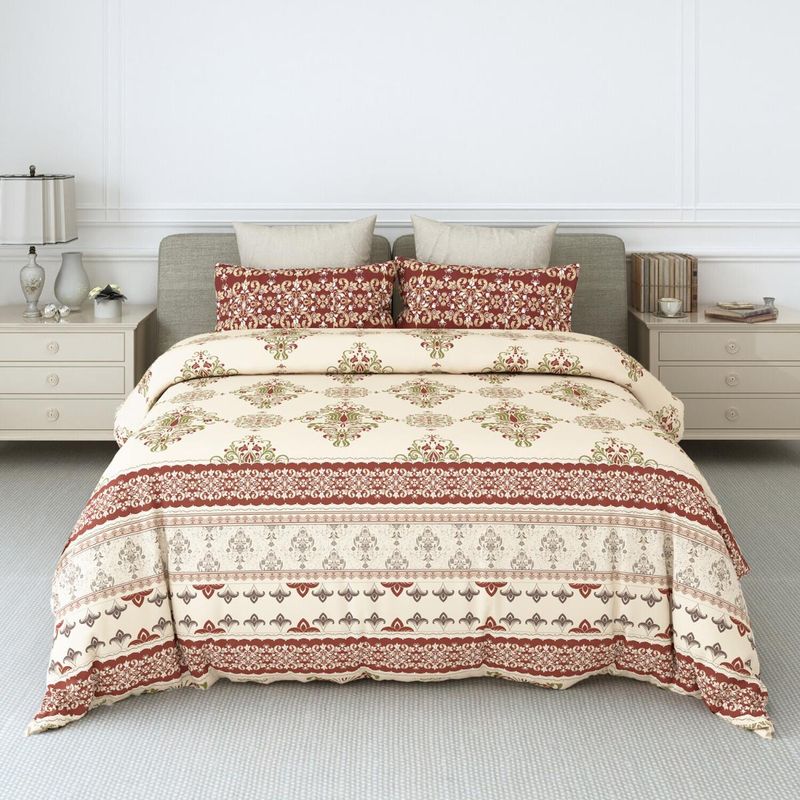 Buy LABHAM 180Tc Pure Cotton Ethnic Print Flat Maroon Bedsheet with 2 Pillow Covers (King) Online