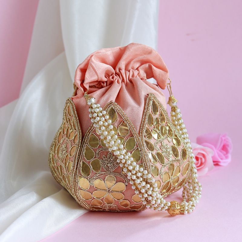 Buy THE TAN CLAN Mrig GotaPatti Handwork Mini Lotus Potli Online