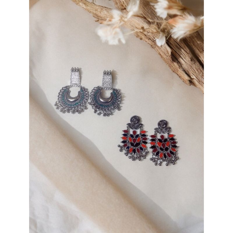 Buy Niska Multi-Color Modest Statement Earrings (Pack of 2) Online