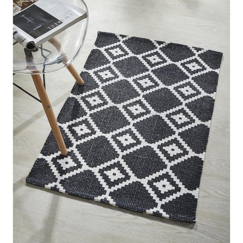 Buy Mona B Geometric Black Rug (2x3 Feet) Online