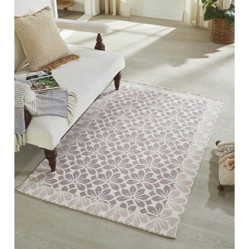 Buy Mona B Feet Floral Grey Rug (3.5x5.5 Feet) Online