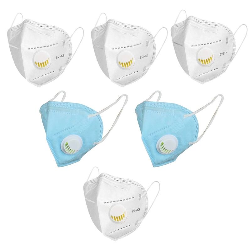 OOMPH Pack Of 6 Kn95/n95 Anti-pollution Reusable 5 Layer Mask Color ...