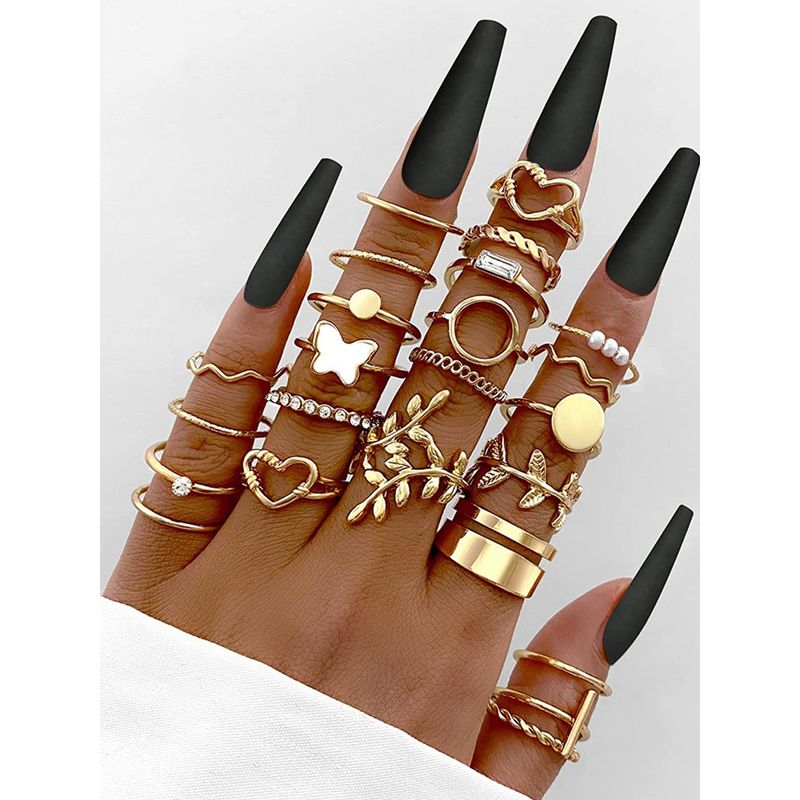 Buy Jewels Galaxy Gold Plated Stone Studded Finger Ring (Set Of 24) Online