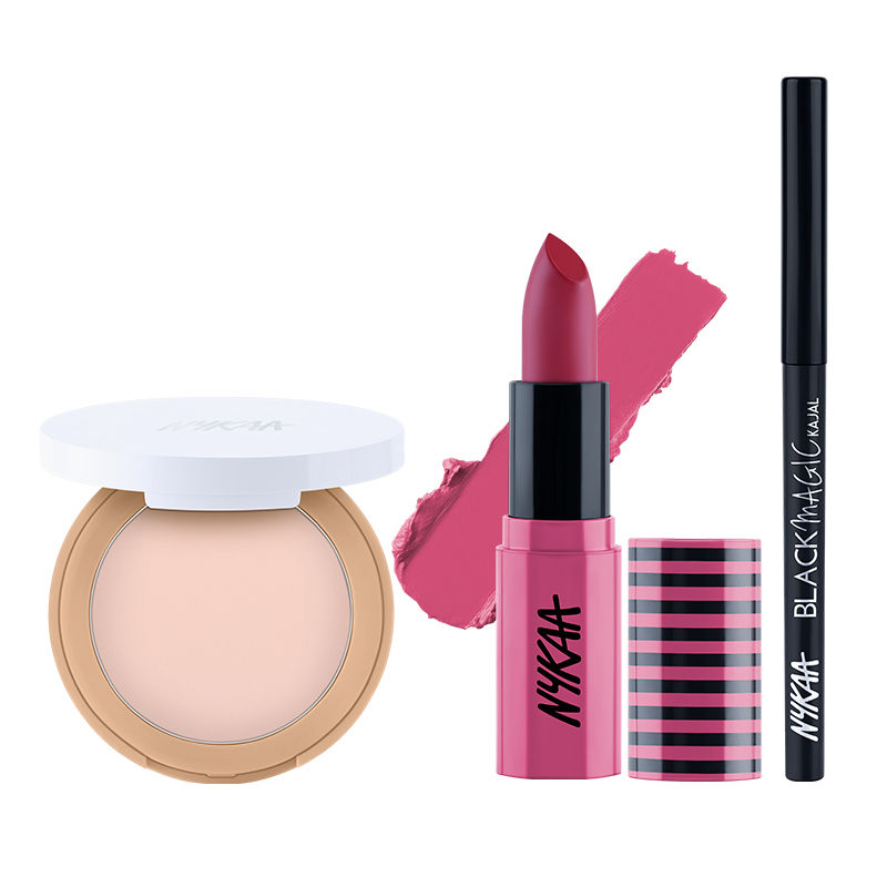 Buy Nykaa Cosmetics Handbag Hero - All Day Matte Compact + So Creme ...