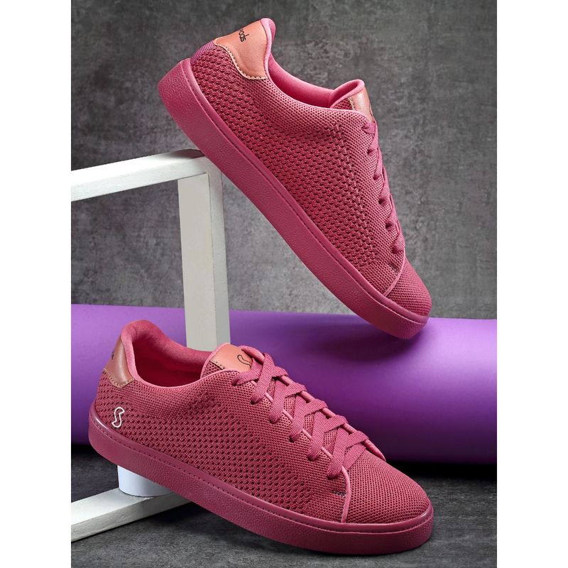 Buy SOLETHREADS Flex Pink Self Design Women Sneakers Online