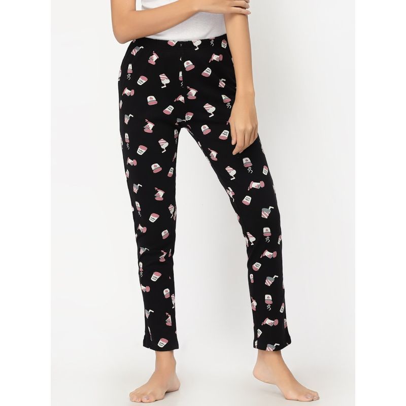 Buy Sweet Dreams Women Printed Black 100 Percent Cotton Pyjamas Online