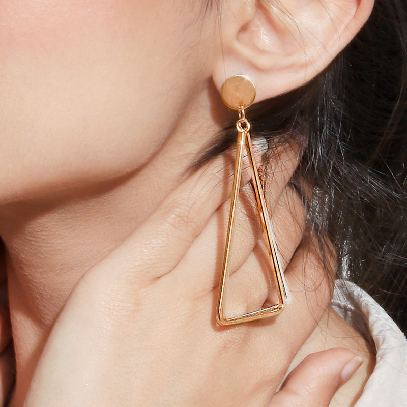 Buy Toniq Gold & Silver Toned Triangular Drop Earrings Online