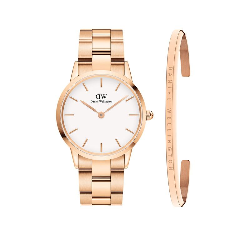 Buy Daniel Wellington Iconic Link 36 Rose Gold White & Classic Bracelet ...