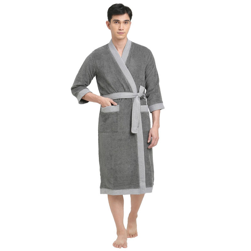 Buy SPACES Hygro 100% Cotton Bath Robe-Stone Online