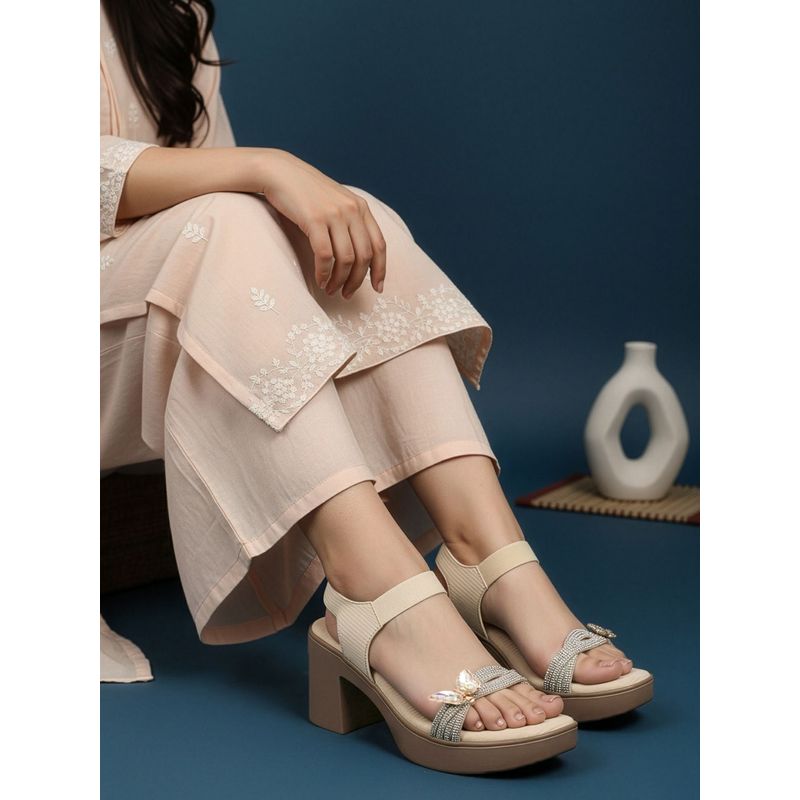 Buy Iconics Women Cream Block Heels Online