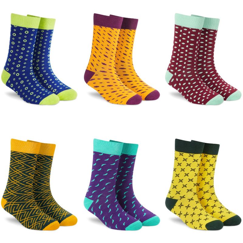 Buy Dynamocks Men & Women Crew Length Socks, Pack Of 6 Pairs - Multi ...