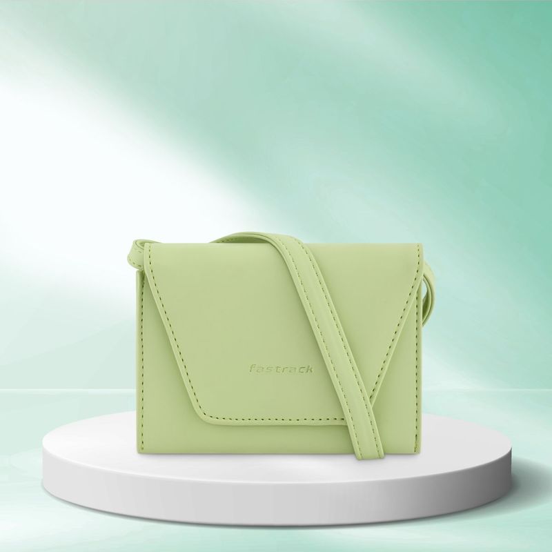 Buy Fastrack Green Women's Compact Sling Bag with Semi Pu Belt Online