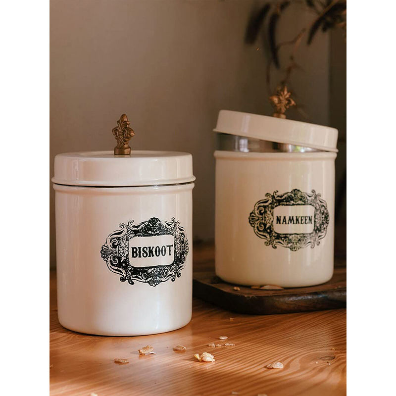 Buy Living With Elan Stainless Steel Namkeen Biskoot Canisters (Set Of ...