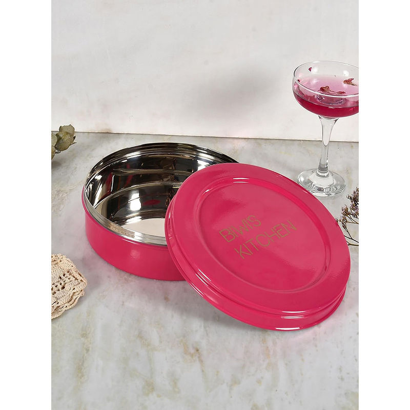 Buy Living With Elan Pink Stainless Steel Roti Box Online