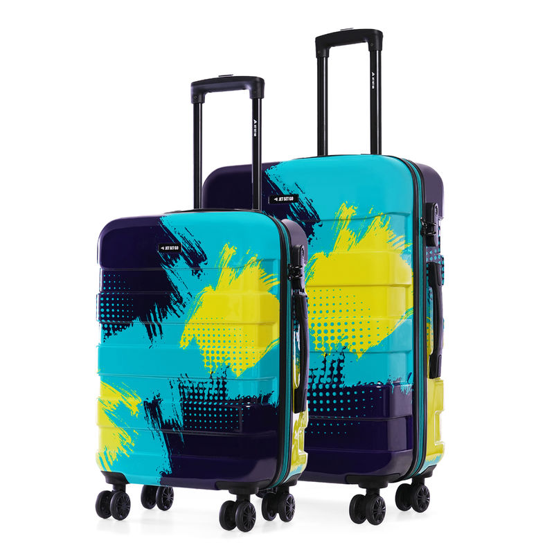 Buy Nasher Miles Jet Set Go Real Hard-Sided Printed Luggage Teal Indigo ...