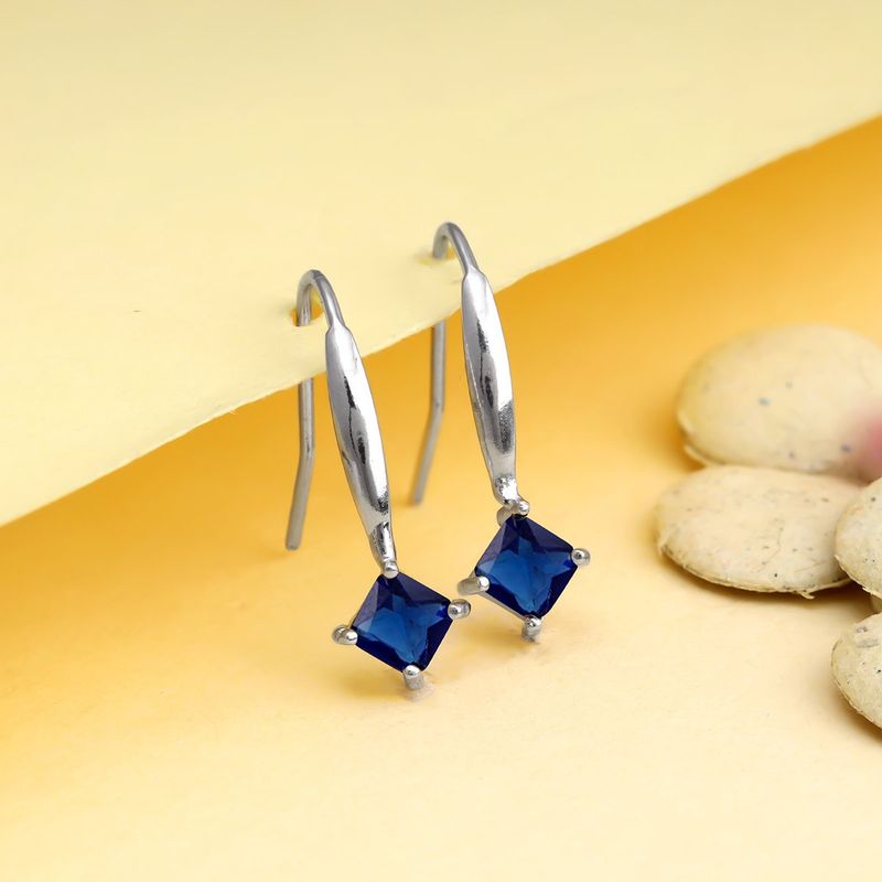 Buy Giva 925 Sterling Silver Sapphire Blue Square Earrings For Women Online