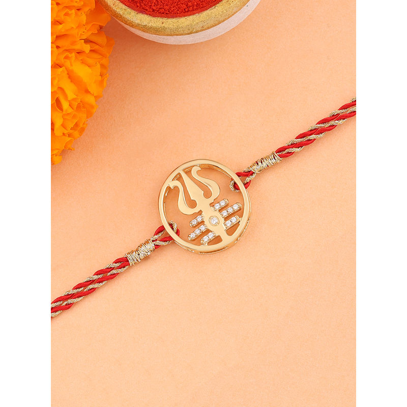 Buy Ornate Jewels 925 Silver American Diamond Trishul Rakhi Cum Pendant ...