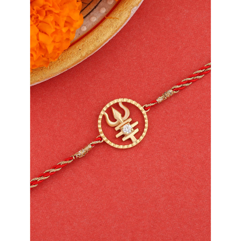 Buy Ornate Jewels 925 Silver American Diamond Trishul Rakhi Cum Pendant ...