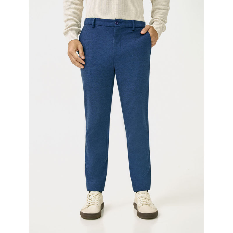 Buy The Pant Project Men Blue Polyester Slim Fit Trouser Online
