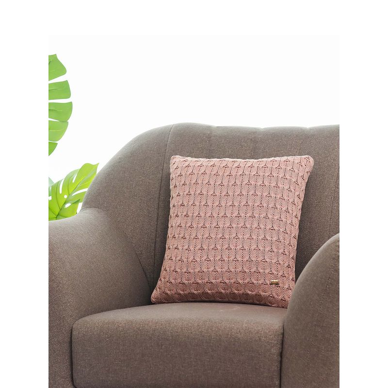 Buy PLUCHI Kelly Knit Cotton Knitted Decorative Pale Pink Color Cushion ...