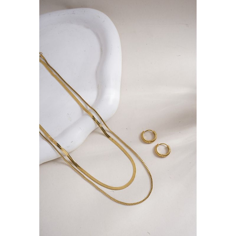 Buy Palmonas Double Chain Delight Necklace and Classic Textured Hoops ...