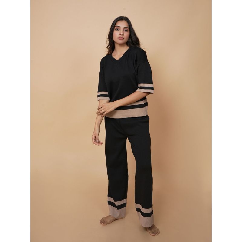 Buy Ansee by Addery Solid Top with Pant Black (Set of 2) Online
