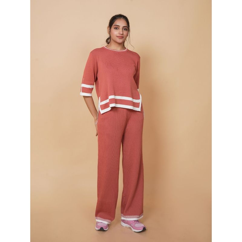 Buy Ansee by Addery Peach Round Top with Pant (Set of 2) Online