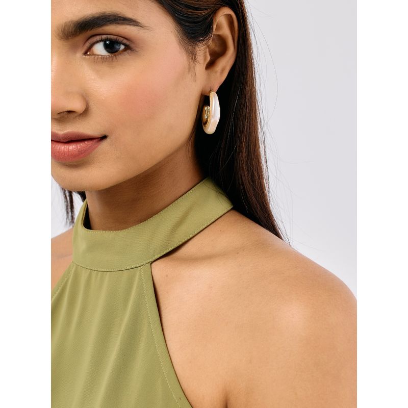 Buy Pipa Bella by Nykaa Fashion White And Gold Pearl Hoop Earrings Online