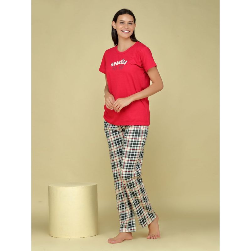 Buy Velure Half Sleeve Pyjama Set Sparkle All Day With Skin , Black ...