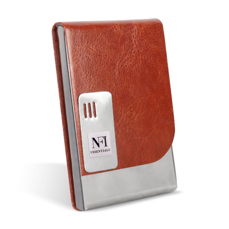 Buy NFI Essentials PU Leather and Stainless Steel Credit Card Holder (S ...