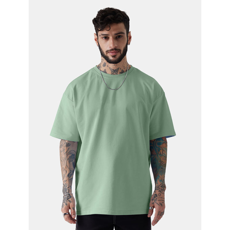 Buy The Souled Store Solids Jade Green Oversized T-shirts For Men Online