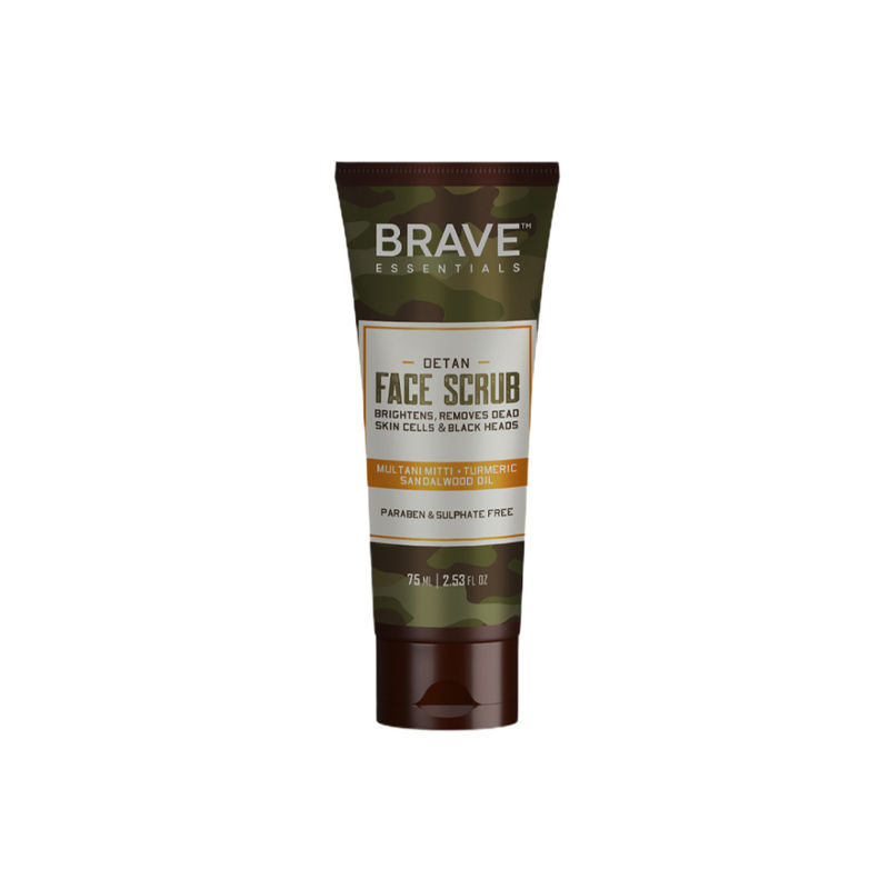 Buy BRAVE ESSENTIALS De Tan Face Scrub Brightens Removes Dead Skin ...