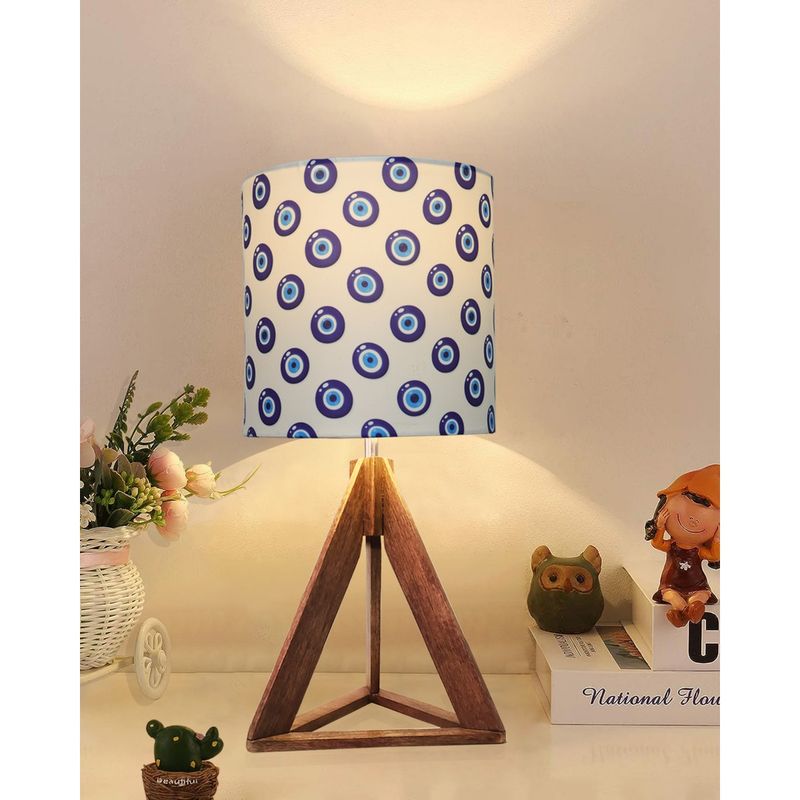 Buy Homesake Industrial Dark Burn Finish Triangle Table Lamp Evil Eye ...