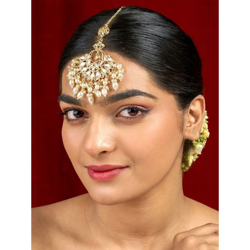 Buy Teejh Mihisha Pearl and Polki Gold Maangtika Online