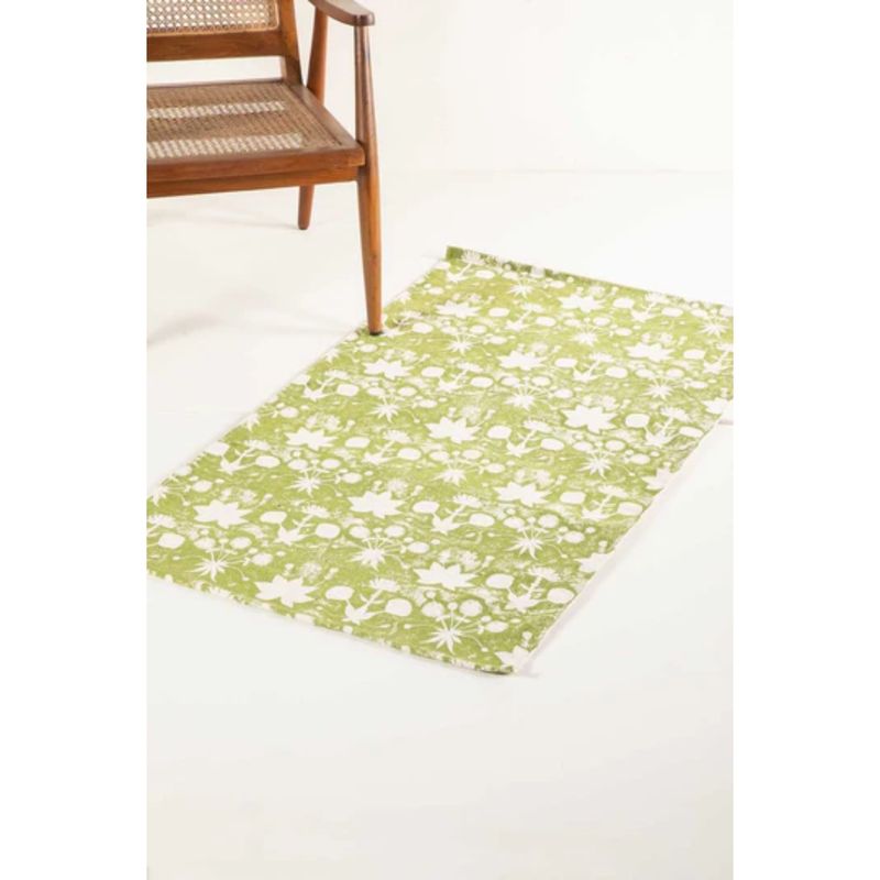 Buy Freedom Tree Sativa Pure Cotton Green Printed Rug - 4Ft X 6Ft Online