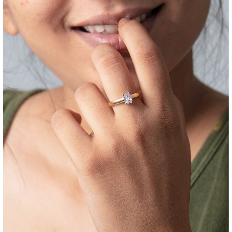 Praavy 925 Sterling Silver Square Stone Ring Platted In Gold ...