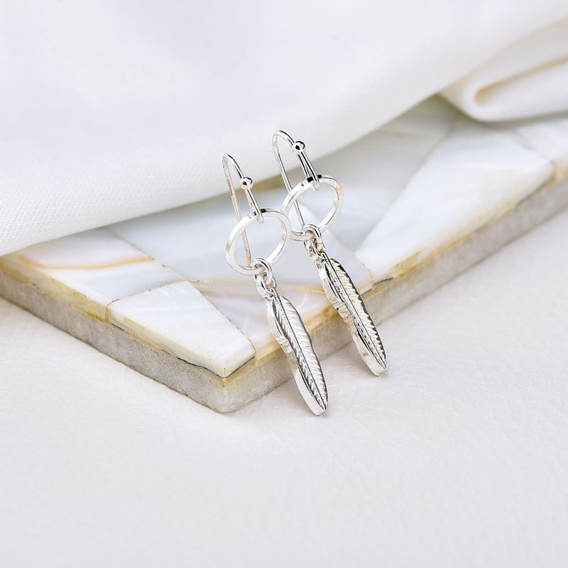 Buy Accessorize London Women's Silver Ting Leaf Short Drop Earring Online